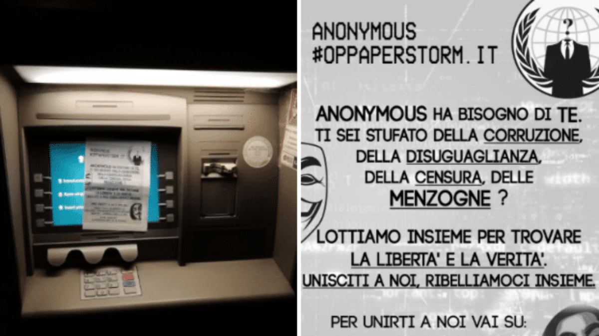 Anonymous lancia il reclutamento in Italia: nel mirino banche e bancomat