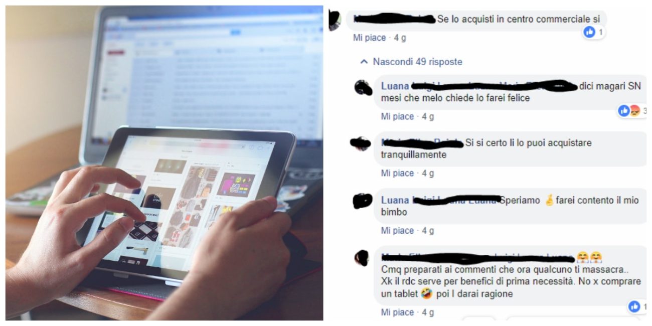 Reddito di cittadinanza, polemiche per un utente che vuole un tablet