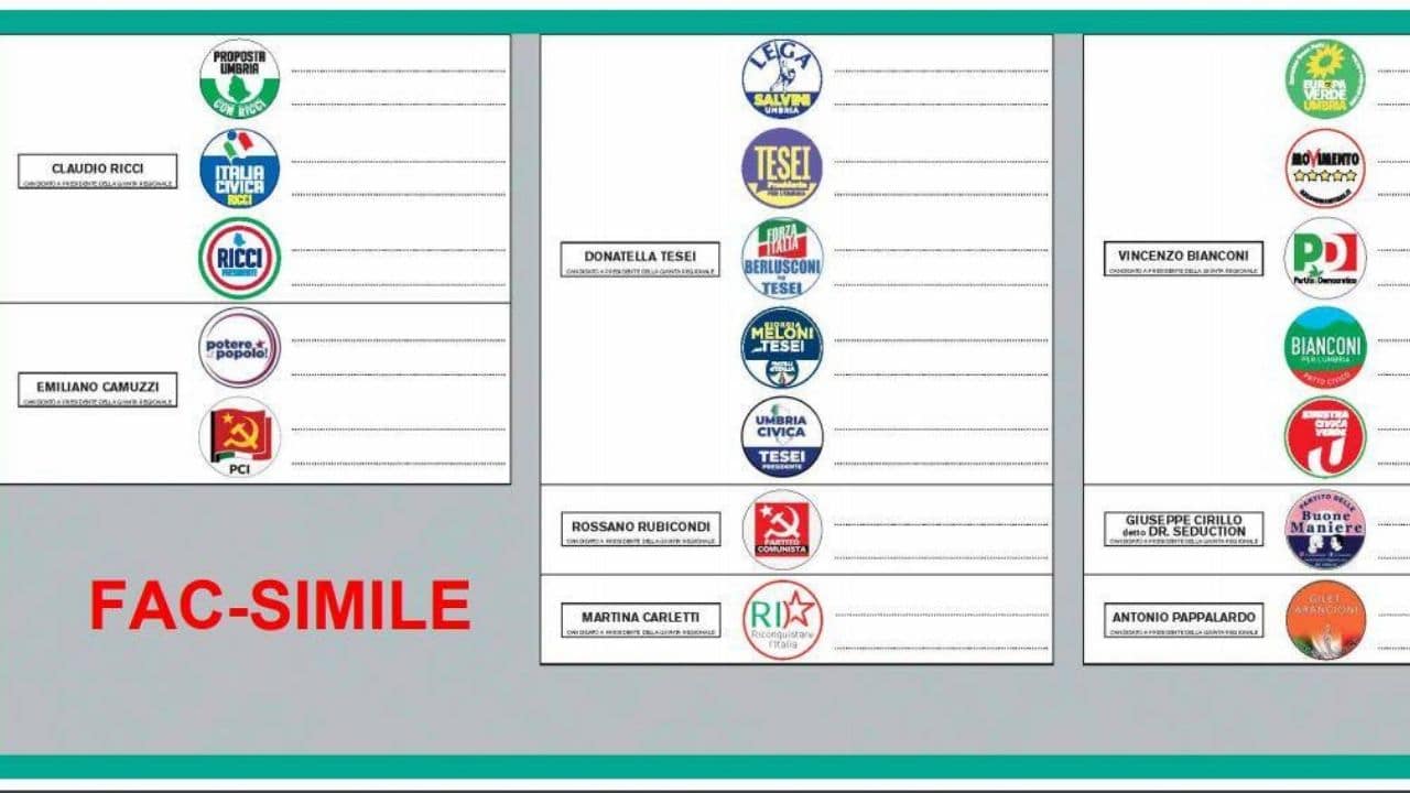 Elezioni regionali Umbria 2019: la scheda elettorale | Fac simile
