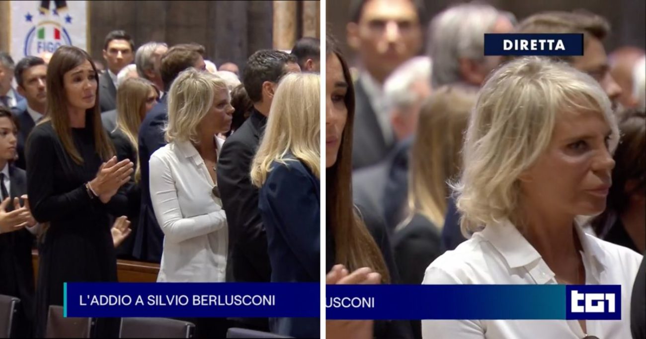 Funerali Berlusconi, l'affettuoso gesto di Maria De Filippi a Pier Silvio