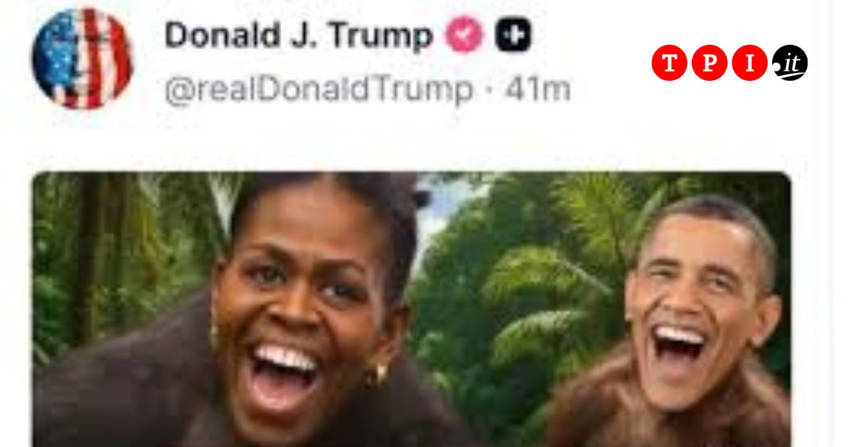 L'ultima di Trump: condivide un video con gli Obama ritratti come scimmie